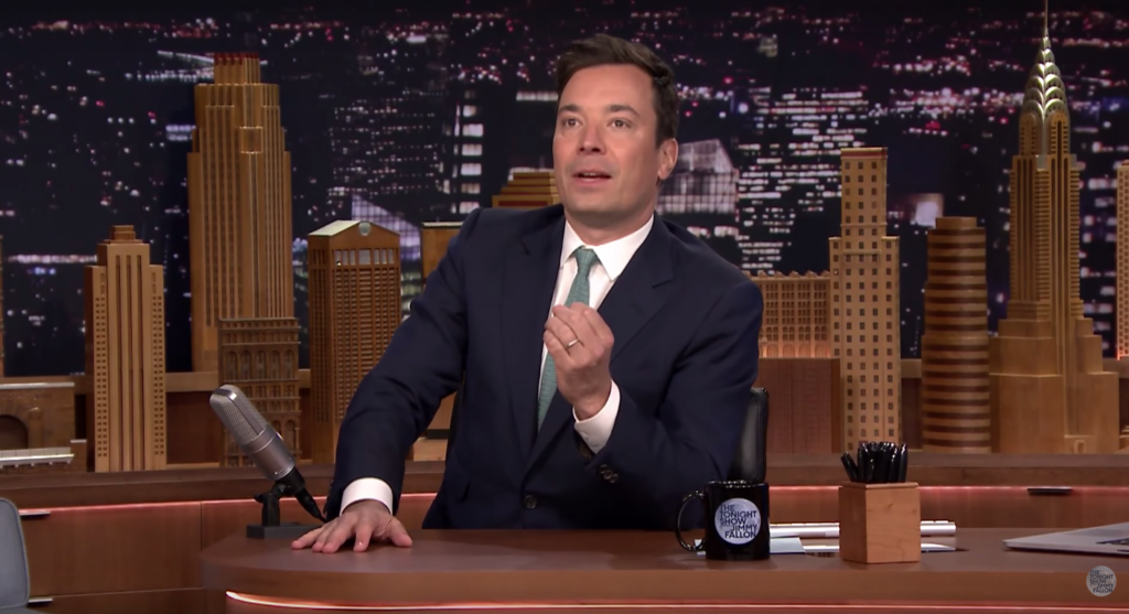 Jimmy Fallon chokes up in Letterman goodbye: "We looked to him to say ...