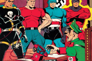 A collection of anti-Nazi comic book covers from the 1940s is one of ...