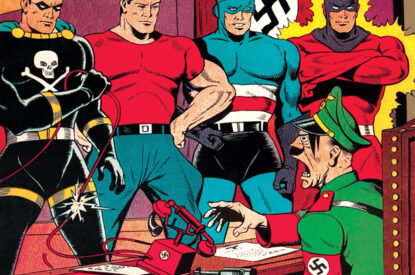 A collection of anti-Nazi comic book covers from the 1940s is one of ...