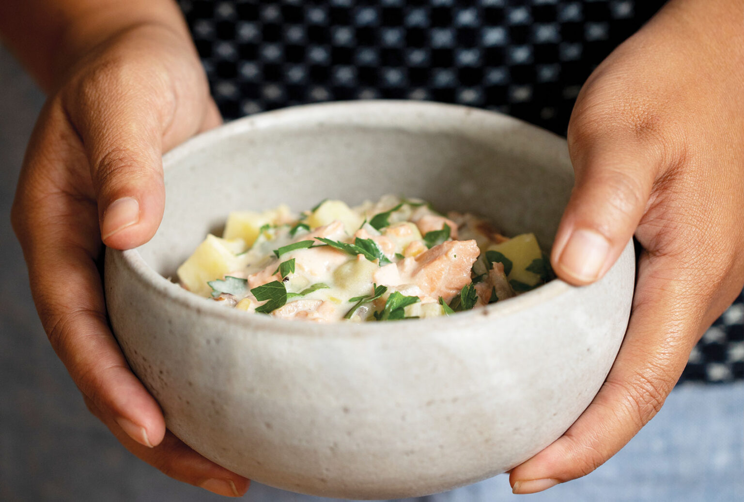 Warm up this fall with this simple salmon chowder from "The Pacific ...