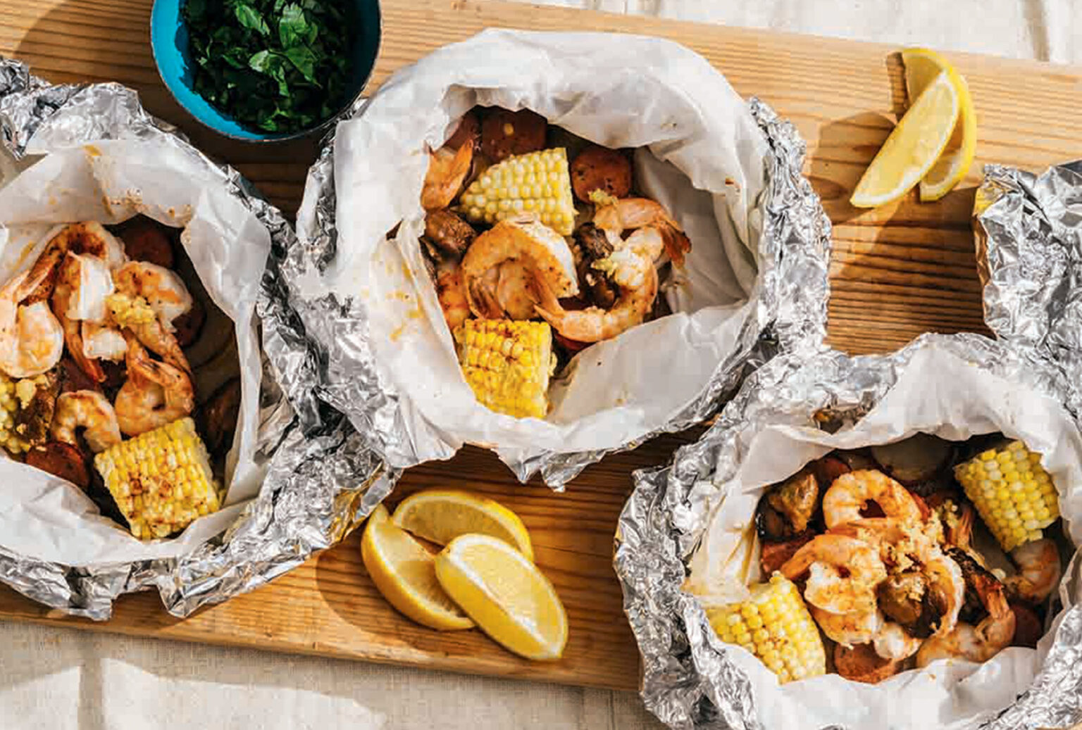 Inspired by New England clambakes, these grill packs replace lobster ...
