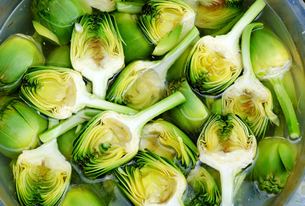 Fry jarred artichoke hearts until crispy, then toss with lemon ...