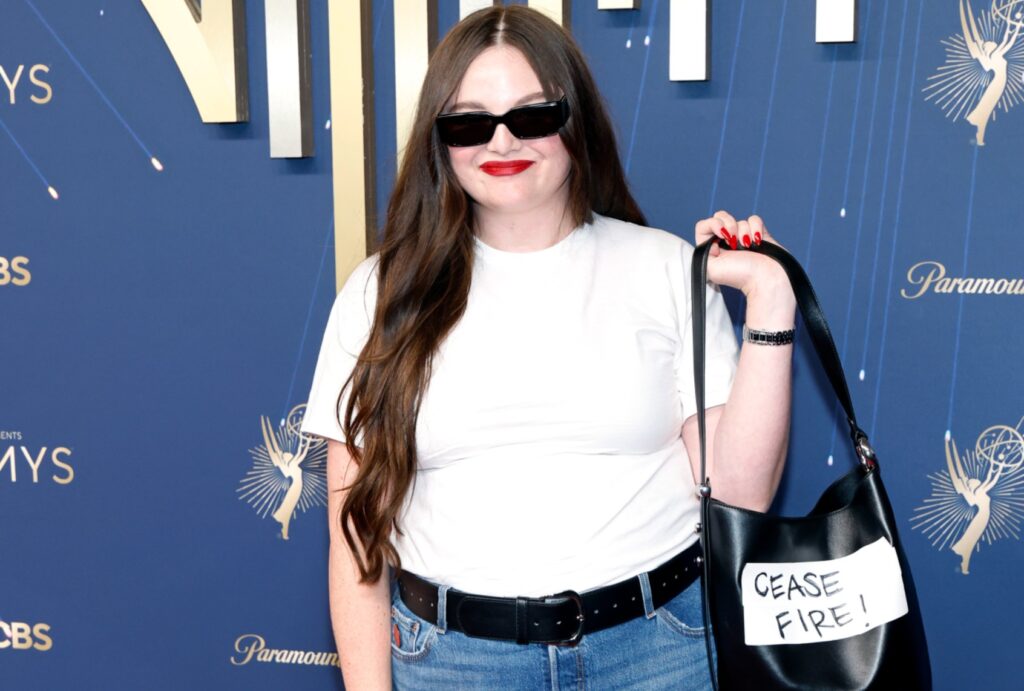 "Hacks" star Meg Stalter demands Gaza ceasefire with Emmys purse ...